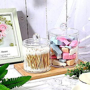 6 Pcs Extra Large Apothecary Jars Restroom Bathroom Organizer Cotton Ball Holder Bathroom Containers Acrylic Bathroom Jars with Lids Set Apothecary Jar Set for Cotton Swab Hair Clip