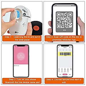 COTOP Label Maker Printer No Ink, Portable Home Use Sticker Maker Wireless Connection Label Machine Tape Included Compatible with iOS + Android Office Home Organization
