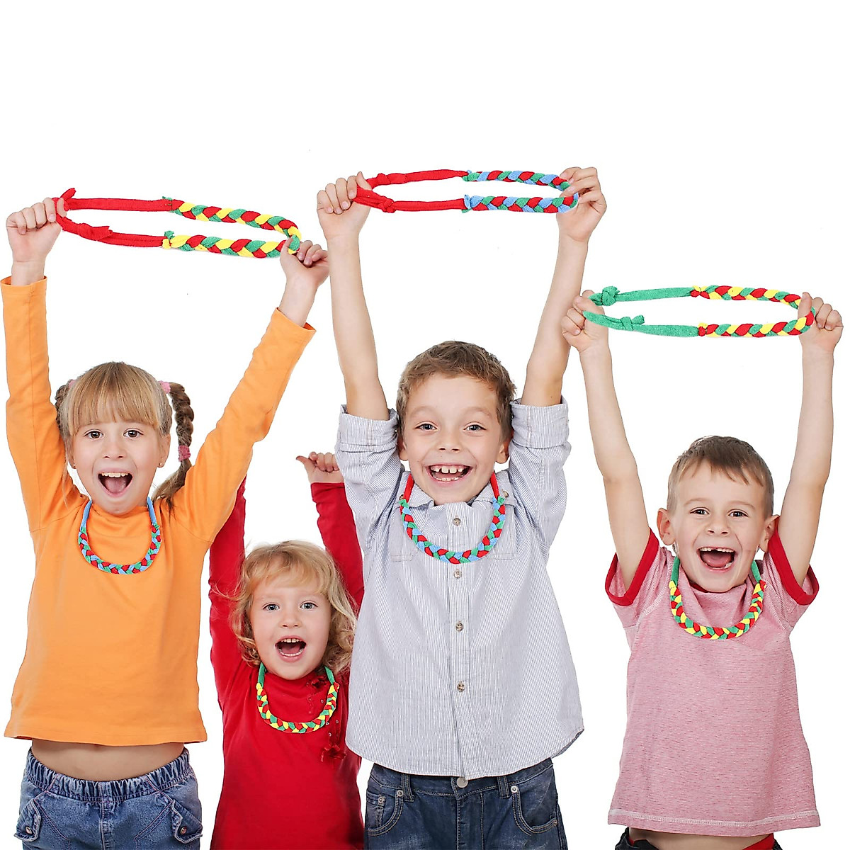 12 Pieces Cloth Chewy Necklace Sensory Fabric Chewy Necklaces for Sensory Kids Soft and Absorbent Terry Cloth for Boys Girls Blue Green Yellow