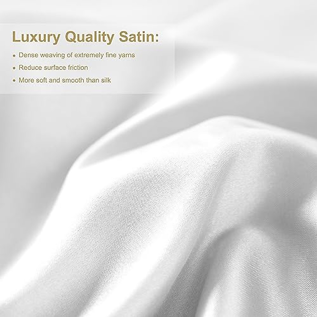 Vreysilkus Satin Pillowcase 2 Pack，White Standard Size Silk Pillowcase with Hidden Zipper, Super Soft for Hair and Skin, 20 * 26 Inches