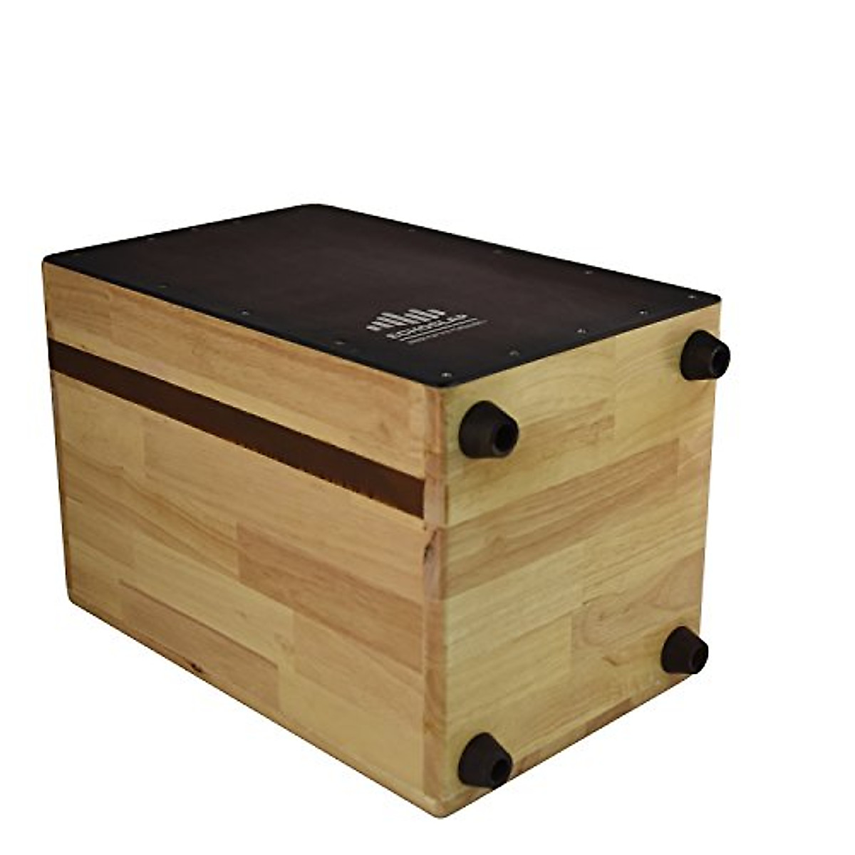 Echoslap Solid Siam Oak Bass Cajon - Vintage Dark Faceplate, Hand Crafted Solid Body for Deep Bass Tones, 6 Adjustable Snare Wires for Crisp Buzz, Two Sound Holes, Padded Seat + Free Backpack Gig Bag