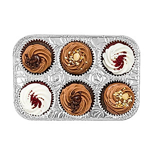 PARTY BARGAINS 6-Cup Aluminum Muffin Pans - 20 Pack, Standard Size Cupcake Pans, Disposable Muffin Tin for Baking (Max 240°C)