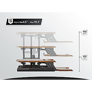 FEZIBO Standing Desk with Height Adjustable 37 Inches Standing Desk Converter Stand up Riser Tabletop Workstation Fits Dual Monitor Rustic Brown