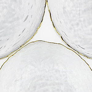 Navaris Glass Serving Bowls - Set of 3 Gold Edge Tempered Glass Dessert Bowl Dishes for Ice Cream, Jelly, Fruit, Hot, Cold Food- Small, Medium, Large