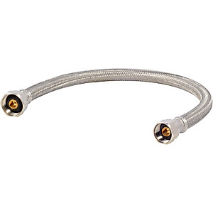 Eastman 16 Inch Steel-Flex Braided Faucet Connector, 1/2 Inch FIP x 1/2 Inch Compression, Stainless Steel Faucet Supply Line, 48026