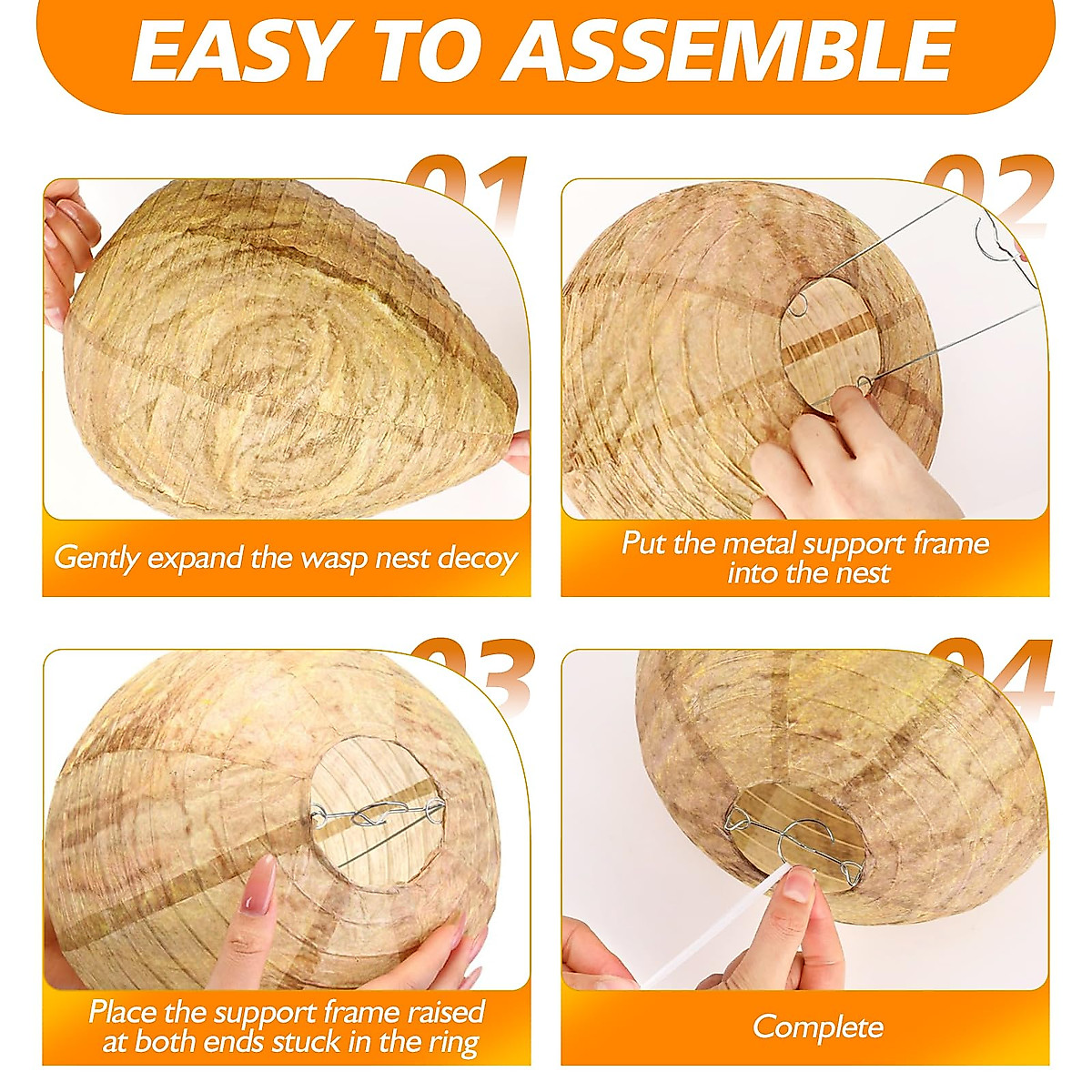 4Pack Fake Wasp Nest Decoy Outdoor Waterproof, Fake Hornet Nest Decoy Waterproof, Brown, TangBoo