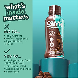 OWYN, Vegan Protein Shake, Dark Chocolate,12 Fl Oz (Pack of 12), 100-Percent Plant-Based, Dairy-Free, Gluten-Free, Soy-Free, Tree Nut-Free, Egg-Free, Allergy-Free, Vegetarian, Kosher …