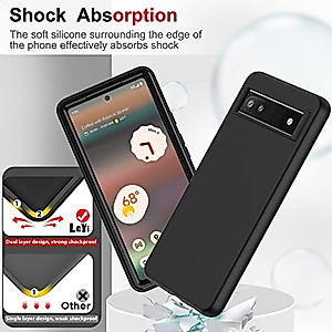 LeYi for Google Pixel 6A Case: Pixel 6A Phone Case for Men Women, Full-Body Shockproof Soft Silicone Protective Phone Case for Pixel 6A, Black