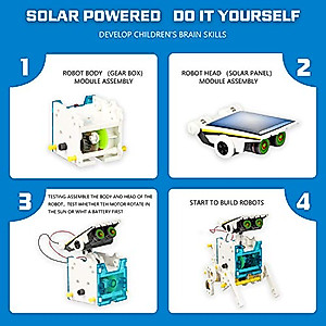 STEM 13-in-1 Solar Power Robots Creation Toy, Educational Experiment DIY Robotics Kit, Science Toy Solar Powered Building Robotics Set Age 8-12 for Boys Girls Kids Teens to Build