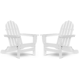 DuroGreen Folding Adirondack Chairs Made with All-Weather Tangentwood, Set of 2, Oversized, High End Patio Furniture for Porch, Lawn, Deck, or Fire Pit, No Maintenance, USA Made, White