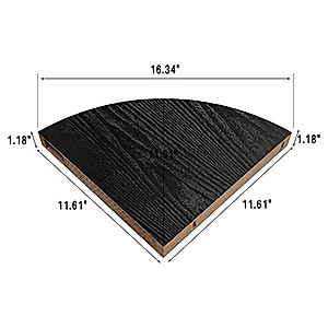 SCUNDA Black Corner Shelves, Concealed Bracket Black Floating Corner Shelf, Wooden Corner Floating Shelves for Bedroom, Living Room, Kitchen, Bathroom(3-Pack)