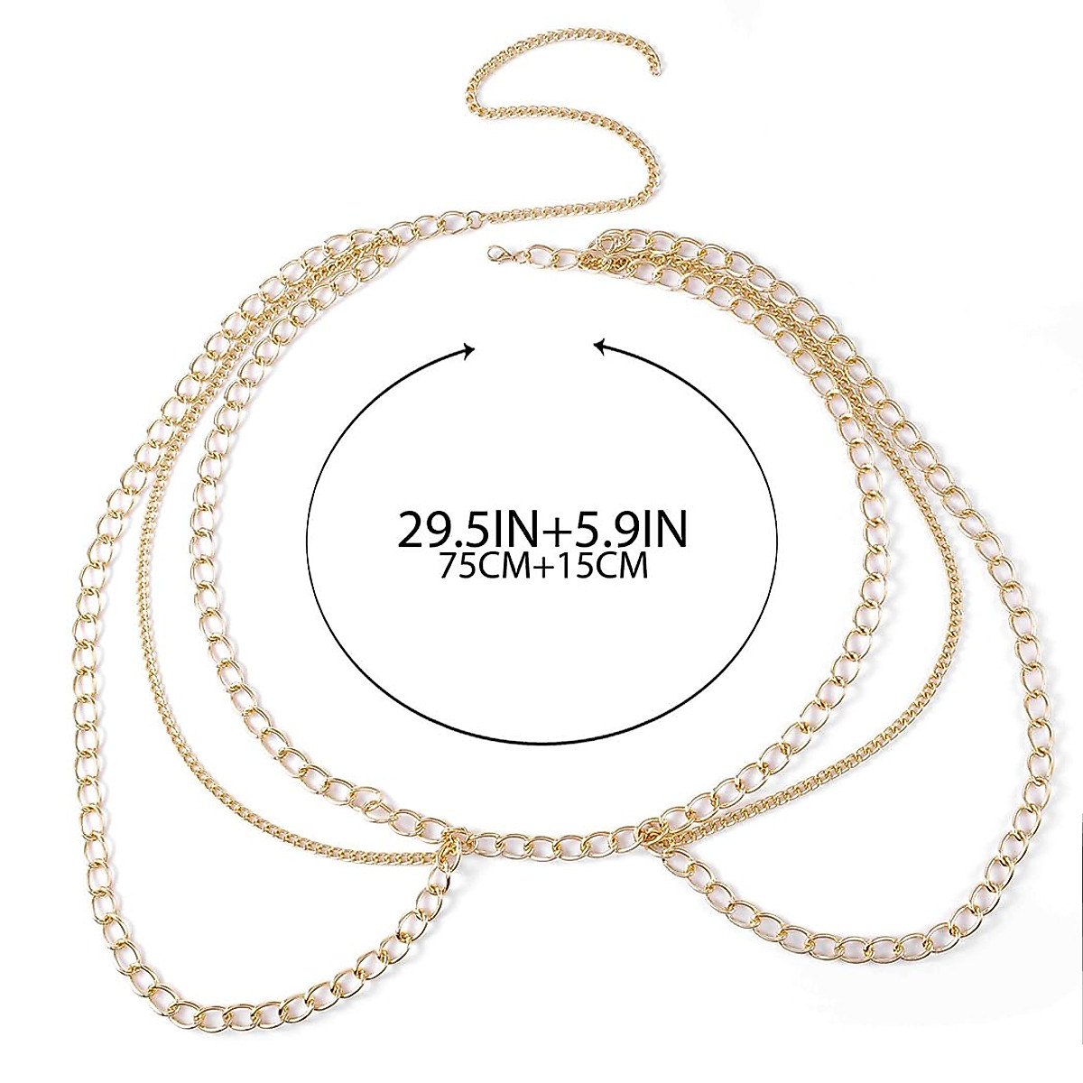 COSYDAYS Gold Metal Waist Chain Belt Layered Belly Chain Party Body Chain Jewelry for Women (Gold)