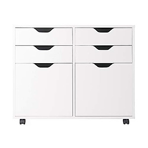 Winsome Halifax Storage Mobile Cabinets, 2 Doors, 4 Drawers, for Home Office, White