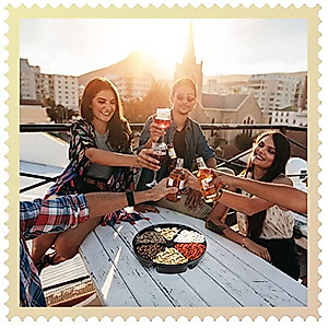 Baderke 10 Pack 10 Inches Round Plastic Serving Tray 6 Sectional Plastic Appetizer Tray with Lid Clear Food Platters Round Platter Container Veggie Fruit Organizer for Party and Buffet (Black)