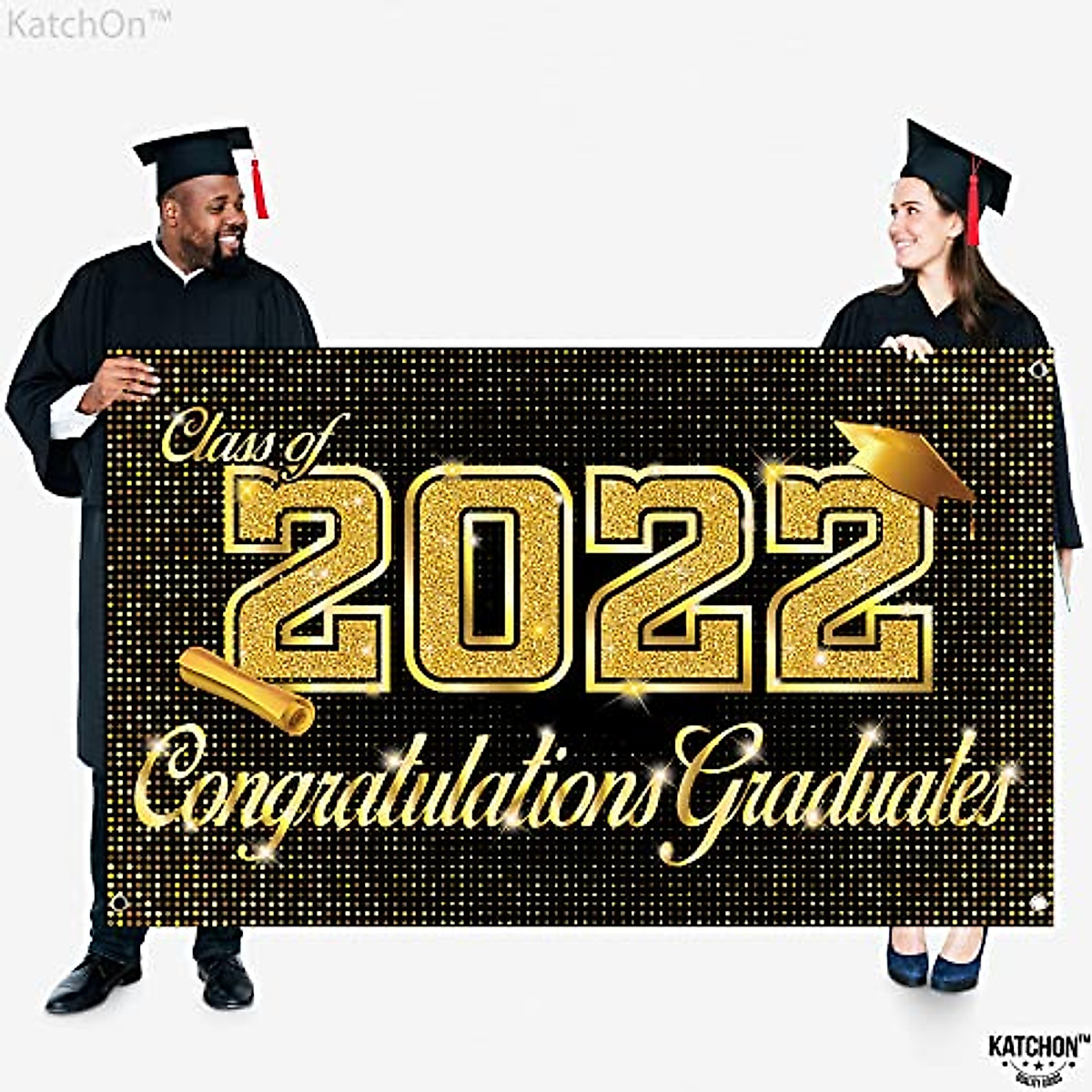 Class of 2022 Congratulations Graduate Banner -72x44 Inch Graduation Banner | Congratulations Banner Black and Gold Graduation Decorations 2022 | Graduation Party Decorations 2022 Congrats Grad Banner