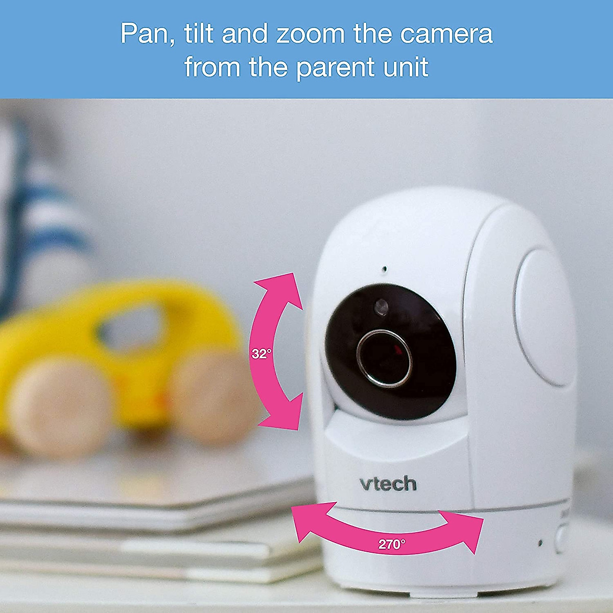 VTech VM5262 5" Digital Video Baby Monitor with Pan & Tilt Camera and Full-Color White (Renewed)