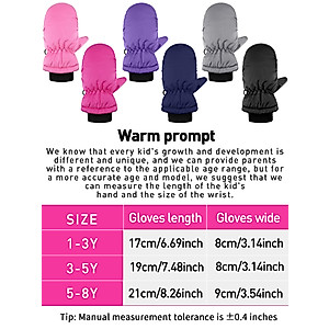 6 Pairs Waterproof Gloves Kids Winter Snow Mittens Windproof Ski Gloves for Weather Children Outdoor Activities (Solid Colors,5-8 Years)
