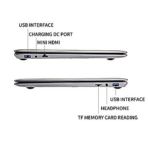 Habisder 2022 14 inch Windows 10 Laptop Computer, 8GB DDR3 RAM / 128GB SSD Notebook PC with Celeron J3455, 14.1" IPS 1366X768 IPS Display, Support 2.4G WiFi, BT, Long-Lasting Battery Laptops（Grey）