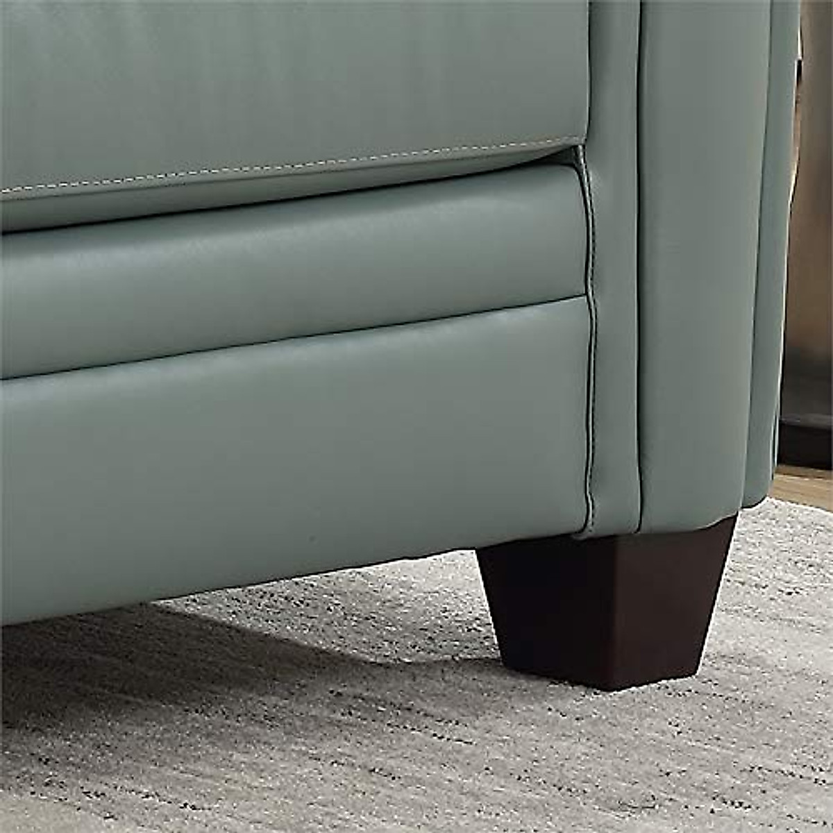 MAKLAINE Tufted Transitional Leather Sofa in Spa Green Finish