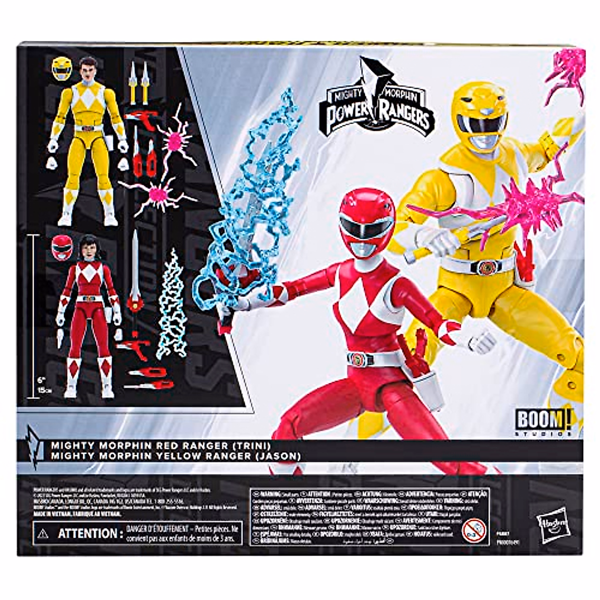 Hasbro Power Rangers Lightning Collection Mighty Morphin Yellow Ranger & Red Ranger ''Swap'' Jason & Trini Boom Comics 2-Pack 6-Inch Action Figures, (F6887)