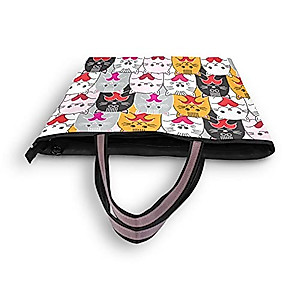 KFBE Women Tote Bags Cute Cat Top Handle Satchel Handbags Shoulder Bag for Shopping L H080509
