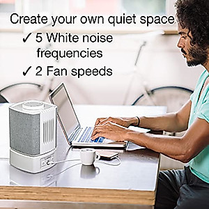 Lasko SB101 SlumberBreeze 2-in-1 Small Table Fan and White Noise Machine for Better Sleep in the Bedroom and Focus in the Home Office, White