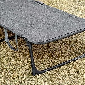 Outsunny Outdoor Folding Chaise Lounge Chair, Mesh Fabric Pool Chair with Adjustable Backrest, Pillow and Cup Holder for Poolside, Deck, and Backyard, Grey