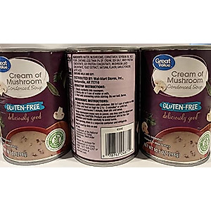 Great Value Gluten-Free Cream Of Mushroom Condensed Soup, 10.5 oz, Pack of 6