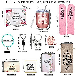 Aodaer 11 Pieces 2023 Retirement Gifts for Women Rose Gold Retirement Party Decorations Retirement Wine Tumbler Presents Box Retired Gifts for Teachers Women Mom Nurse