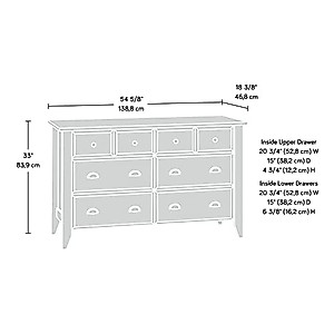 Sauder Shoal Creek Dresser, L: 54.65" x W: 18.43" x H: 33.03", Soft White finish