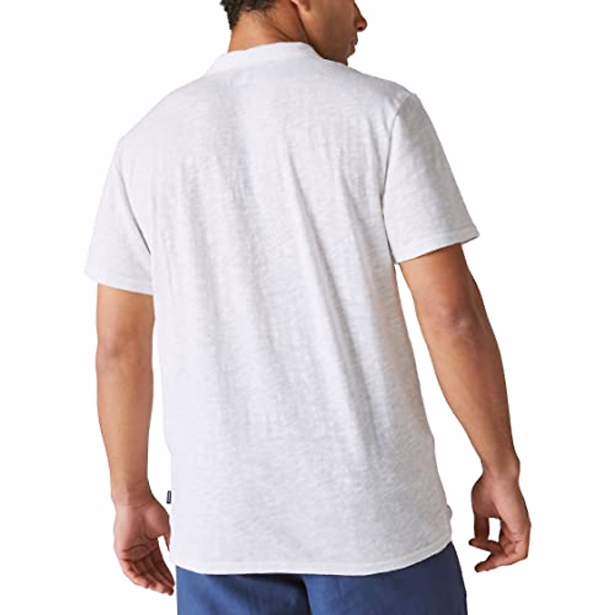 Lucky Brand Men's Short Sleeve Linen Johnny Collar Polo, Bright White, Large