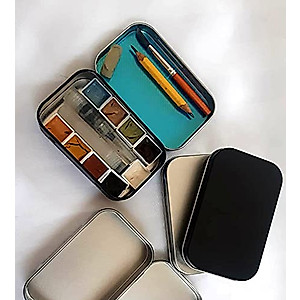 ZOENHOU 60 Pack Metal Rectangular Empty Hinged Tins, Black Mini Portable Box Containers, Tin boxes with Hinged Lids, Small Tins for Storage Home Organizer, 3.7 x 2.4 x 0.9 Inch