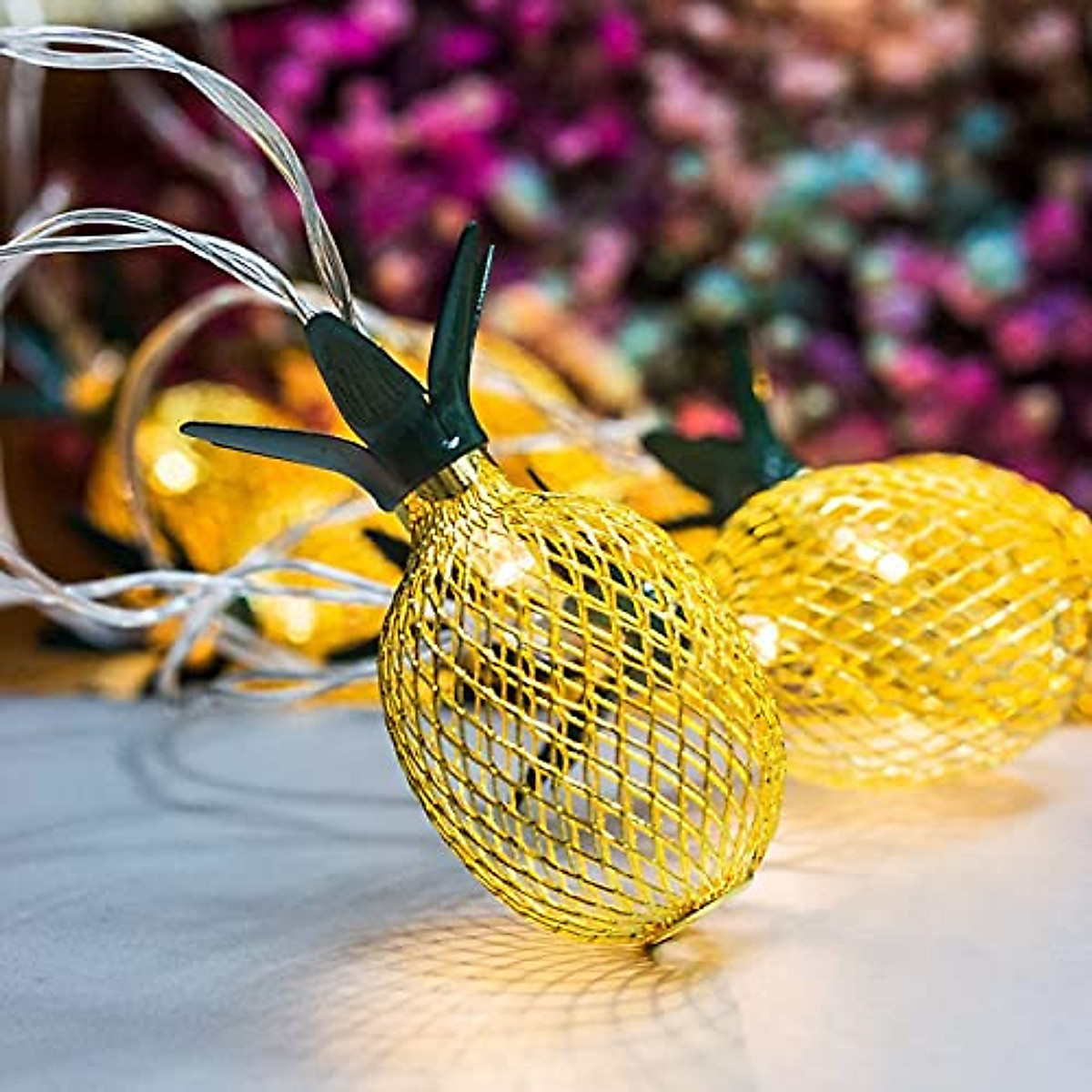 20LED Solar String Lights Outdoor, 16ft Metal Pineapple Shape Solar Garden Light, Waterproof Solar Powered Hanging Light for Outdoor Garden Decoration Home Party Lamp