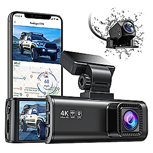 REDTIGER F7N 4K Dual Dash Cam Built-in WiFi GPS Front 4K/2.5K and Rear 1080P Dual Dash Camera for Cars,3.18 inch Display,170 Deg Wide Angle Dashboard Camera Recorder,Support 256GB Max