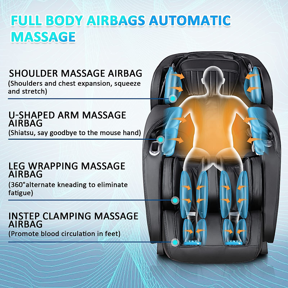 RelaxRelife Massage Chair Full Body, 4D Zero Gravity Massage Chairs Recliner, 11 Massage Technique, 40 Airbag Massage Shiatsu Massage Chair, AI Voice Massage Chair with Bluetooth Speaker Black