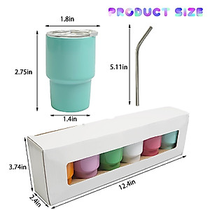 S-SNAIL-OO Mini Tumbler Shot Glass with Straw, Sublimation Double layer metal Cute Shot Glasses Set 3oz with Lids for drinks, coffee, cocktails. (6PC S-White)