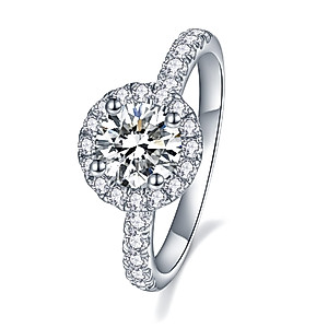 IMOLOVE Moissanite Halo Engagement Rings for Women Halo Rings for Women Wedding Rings 1.64ct D Color VVS1 Clarity Round Cut Moissanite Ring in Sterling Silver plated with 18K Gold-9