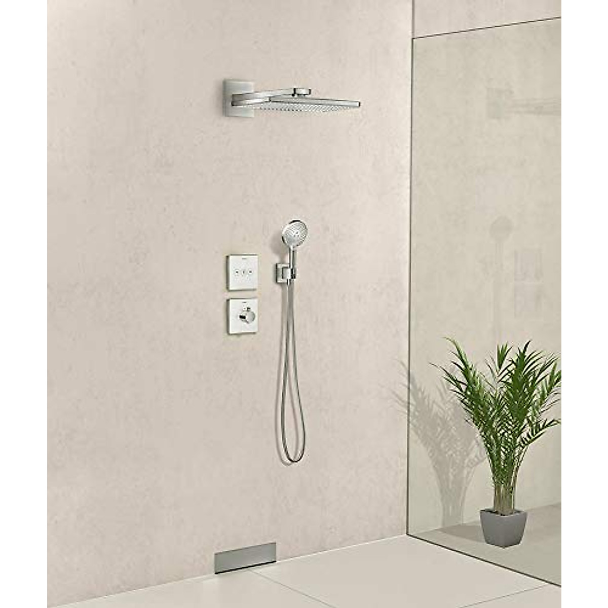 Wall Supply Elbow with Hand Shower Holder, Keymark Brass Square 1/2″Shower Hose Connector, Wall Mount Drop Ell Union Water Outlet, Brushed Nickel