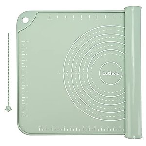 EuChoiz Silicone Pastry Mat 24"*16" Extra Thick Non Stick Baking Mat Food Grade Silicone Dough Rolling Bake Mat with Edge Heightening