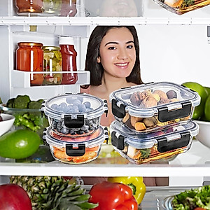 24-Pcs glass food containers set(12 Airtight, Freezer and Microwave Safe Food Storage Containers and 12 Lids), Glass Meal Prep Containers,BPA-free. Microwave,freezer,oven and Dishwasher safe.