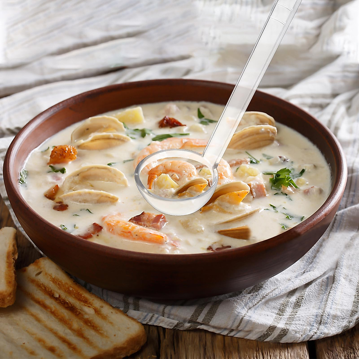 Aemygo 15 Pcs Clear Small Ladle 1 oz Gravy Ladle with Long Handle 7.9 Inch Acrylic Plastic Dressing Ladles for Serving Punch Bowl, Fruit Juices, Sauces and Toppings