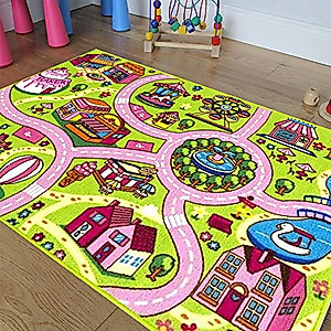 Kids Girl’s Carpet Playmat Car Rug – City Life Educational Road Traffic Carpet Multi Color Play Mat - Best Kids Rugs for Playroom & Kid Bedroom – for Ages 3-12 Years Old (8 Feet X 10 Feet)