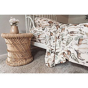 Pobi Baby - Premium Twin Fitted Sheet, Flat Sheet with Pillow case - Ultra-Soft Cotton Blend, Stylish Woodland Pattern, Deep Pockets - Twins Sheets - 3 PC (Wildlife Animal)