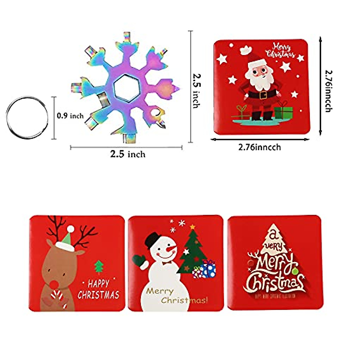 18-in-1 Snowflake Multi-Tool, Stainless Steel Snowflake Multi-Tool Snowflake Tool Card 18-in-1 Multi-Tool Card Compact Snowflake Tool Multi Instrument Snowflake Tool Color+Gift