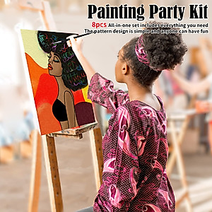 VOCHIC 8 Pack Canvas Painting Kits for Adults - 8x10 Pre-Drawn Stretched Canvases for Sip and Paint Parties - Painting Supplies for Beginner Artists