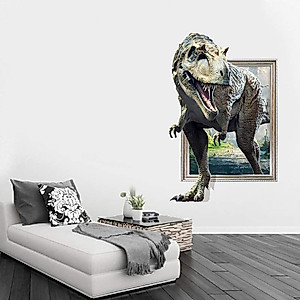 3D Dinosaur Wall Sticker Decal for Boys Room, Crack Hole Dinosaur Wall Art Decor for Boys Bedroom Baby Kids Nursery Room (Dinosaur-1)