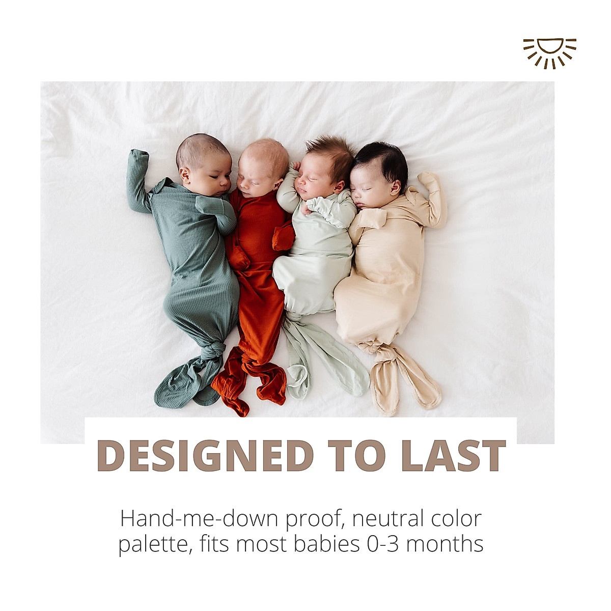 Wallaby Kids Extra Tall Knotted Baby Gown, Super Soft Viscose from Bamboo Newborn Sleeper for Baby Girl and Boy (Seafoam, 0-3 months)