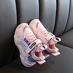 IWIHMIV Kids Fashion Sneaker Shoes Lightweight Athletic Running Shoe Breathable Sports Shoe（a1-Pink,4.5 Years