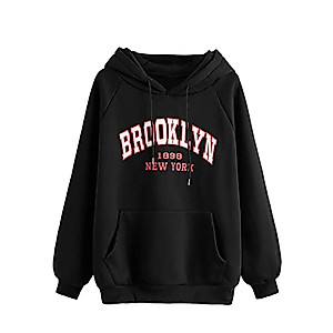 SOLY HUX Women's Graphic Oversized Crewneck Sweatshirts Fashion Cute Los Angeles California Teen Baggy Vintage Hoodie Black Graphic Printed XS