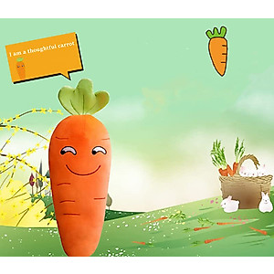 JOSON Orange Imitation Carrot Pillow, Children's Sleeping Pillow Doll, Plush Toy pad, Used for Bedroom, Sofa and Office Decoration （17.7inch）